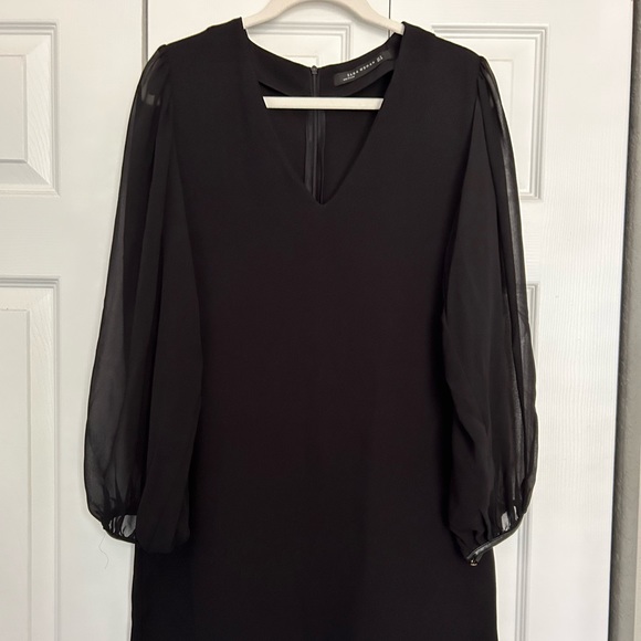 Zara | Dresses | Zara Black Bishop Sleeve Shift Dress | Poshmark